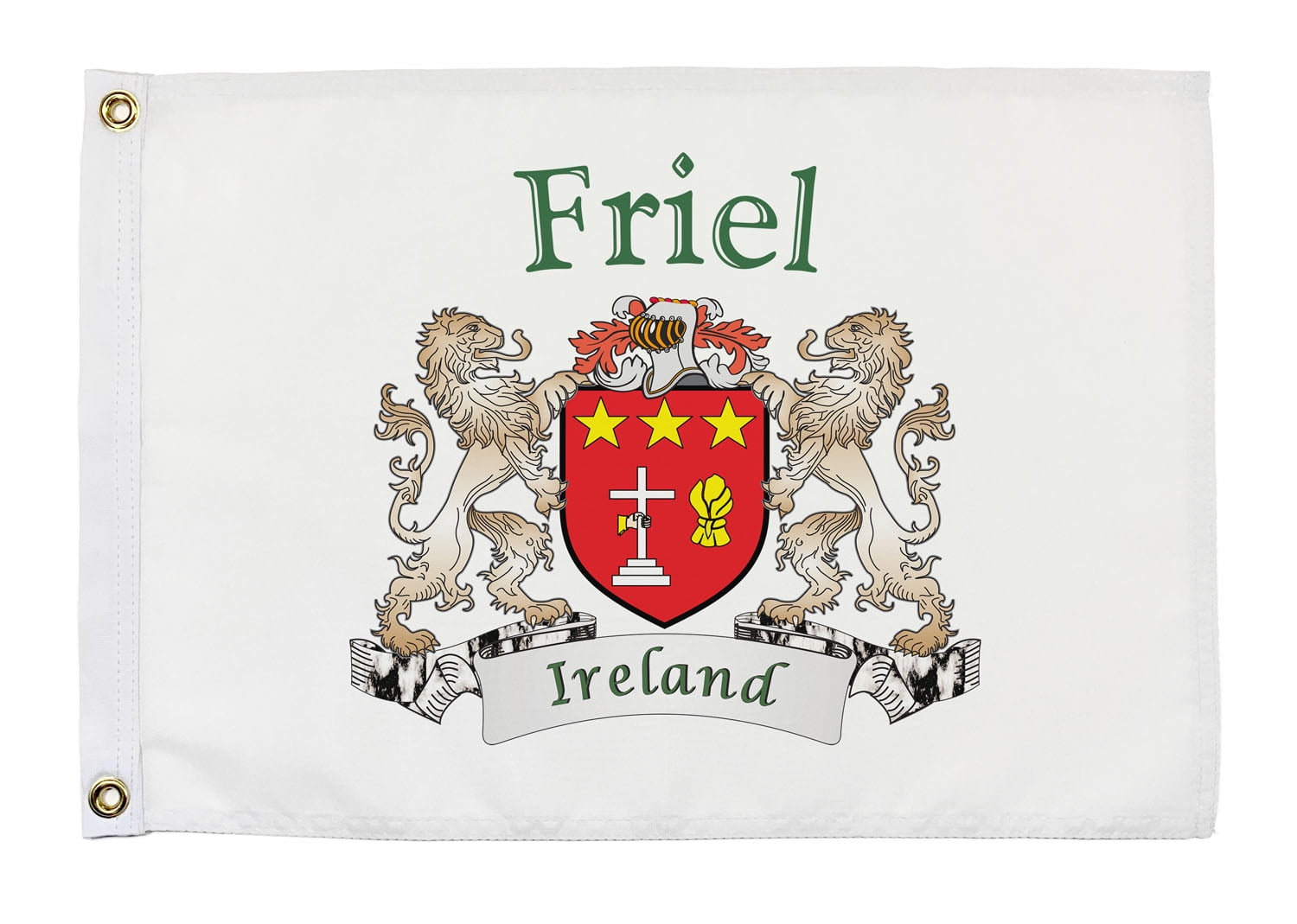 Friel Irish Coat of Arms Small White Flag - 16"x10.5" inches - Walmart.com