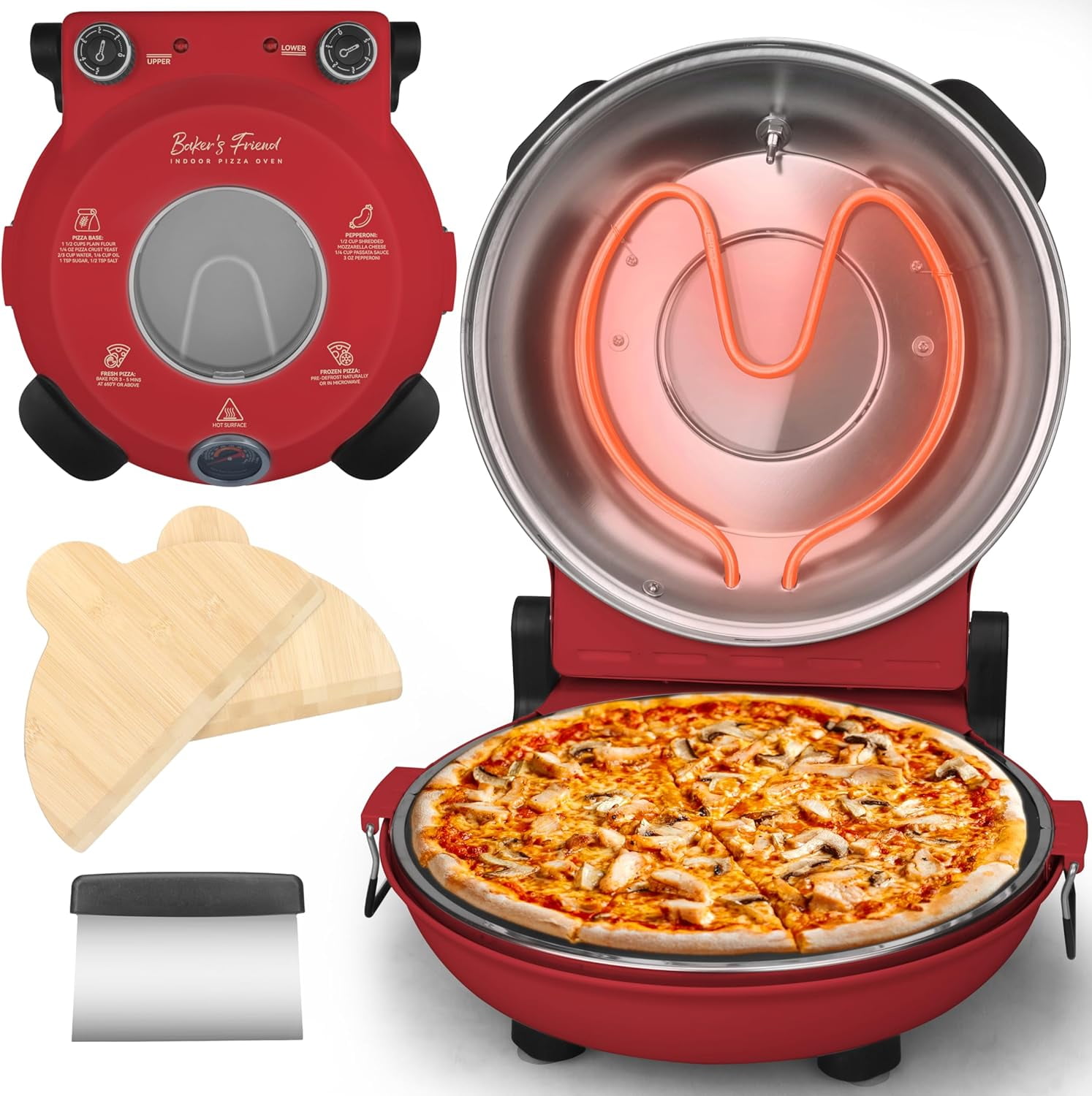 Friend Electric Pizza Oven Indoor Countertop, 12 Inch Pizza Maker ...