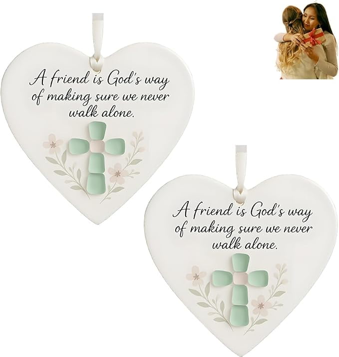 A Friend is God's Way Religious Ornament, 2pc Handcrafted Ocean ...