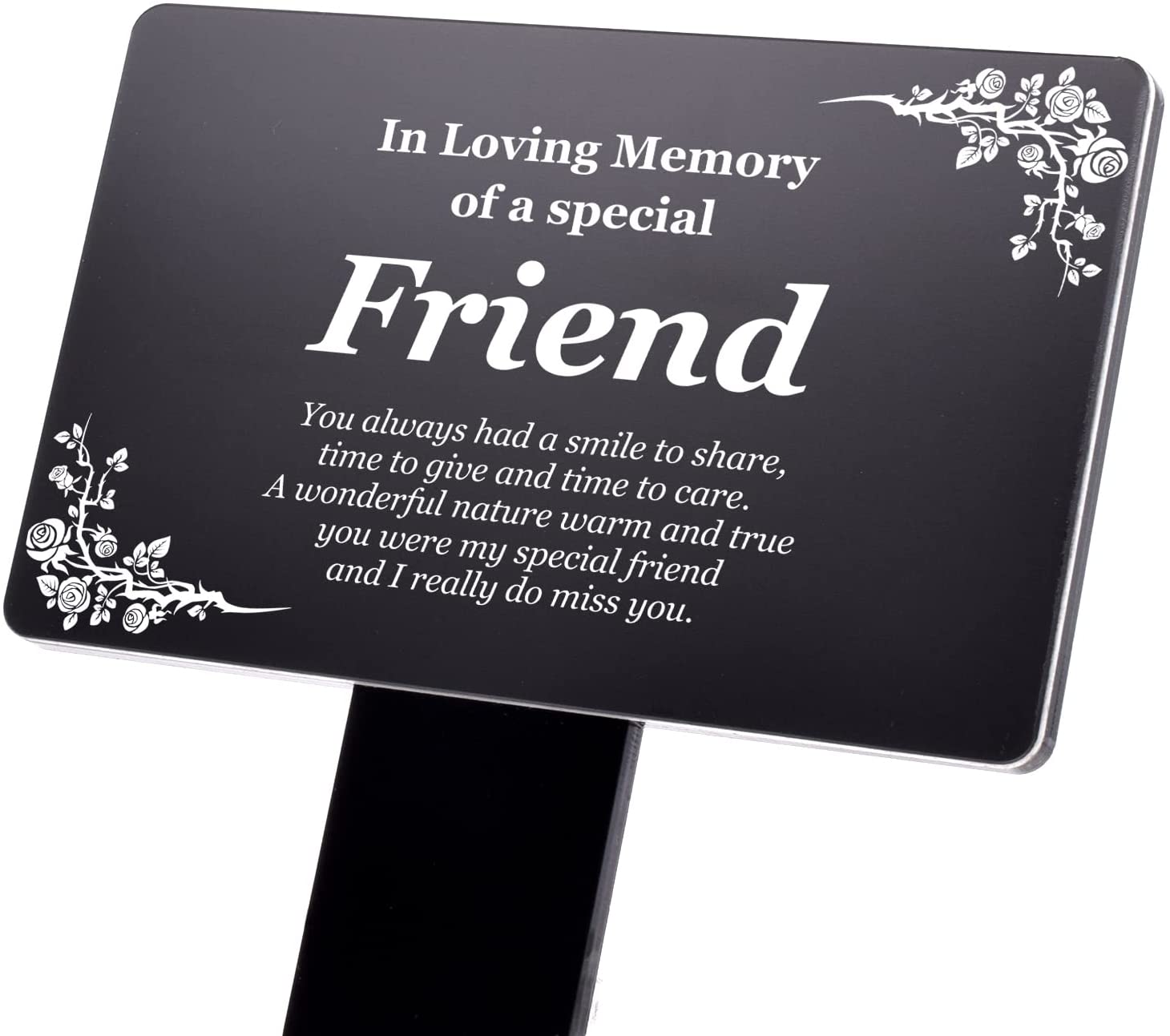Friend Memorial Remembrance Plaque Stake - Black, Waterproof, Outdoor ...