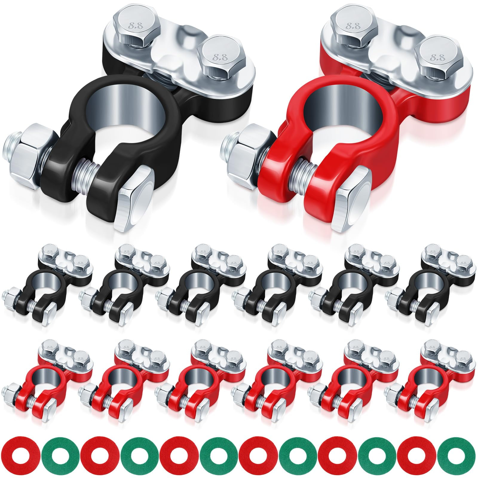 Frienda 12 Pieces Car Battery Terminals Connectors Zinc Plated Top Post ...