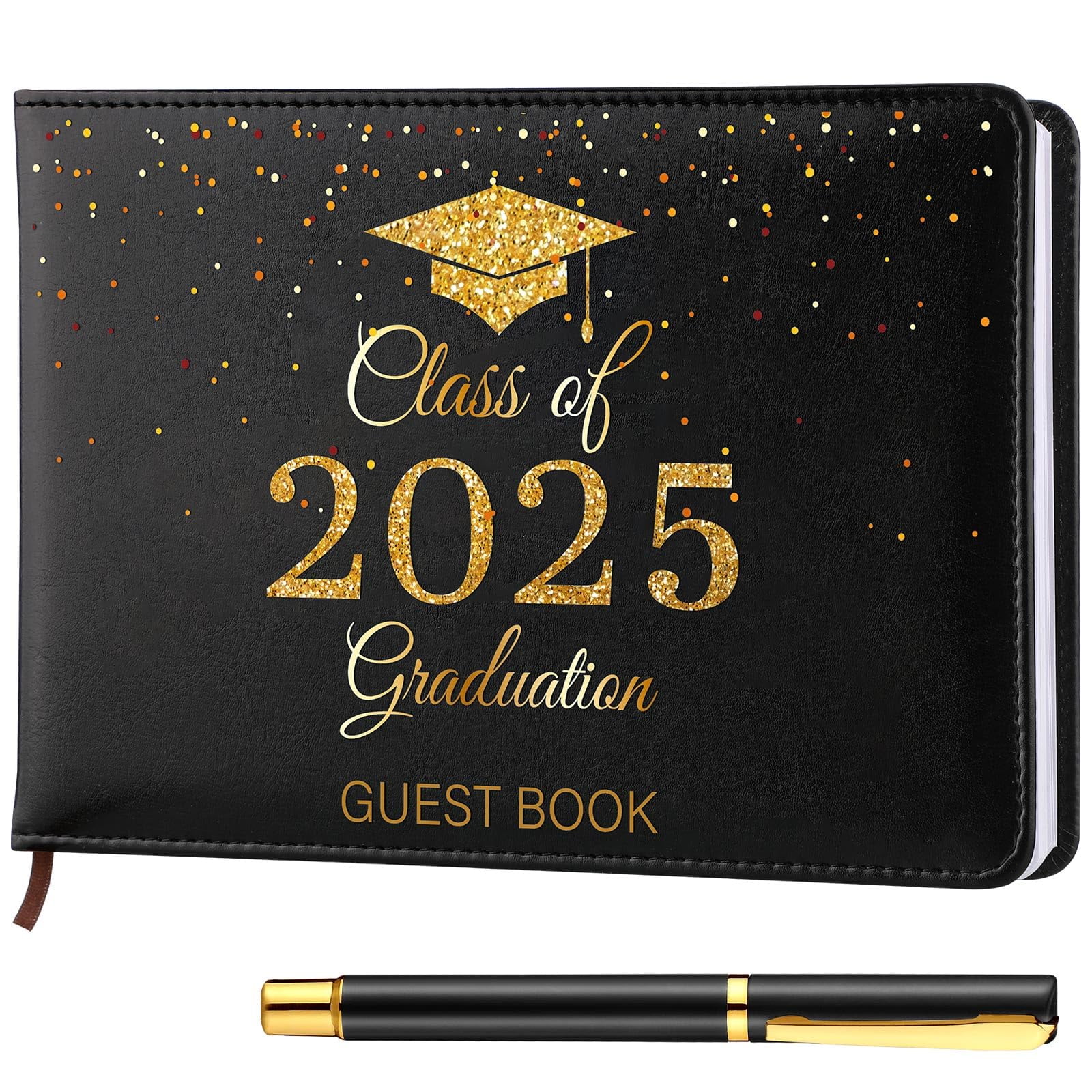 Frienda 2025 Graduation Guest OIF8 Book Leather Guest Sign in Book with ...