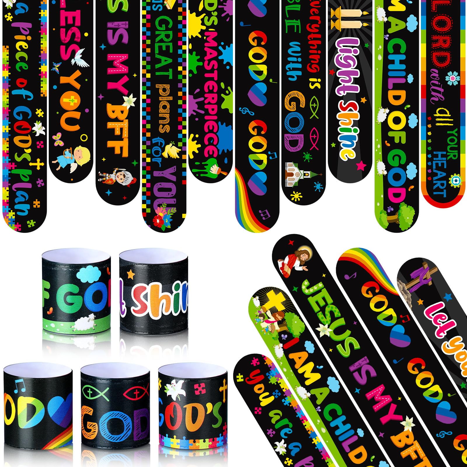 Frienda 40 PcsITSC Bible Verses Religious Christian Slap Bracelets for ...