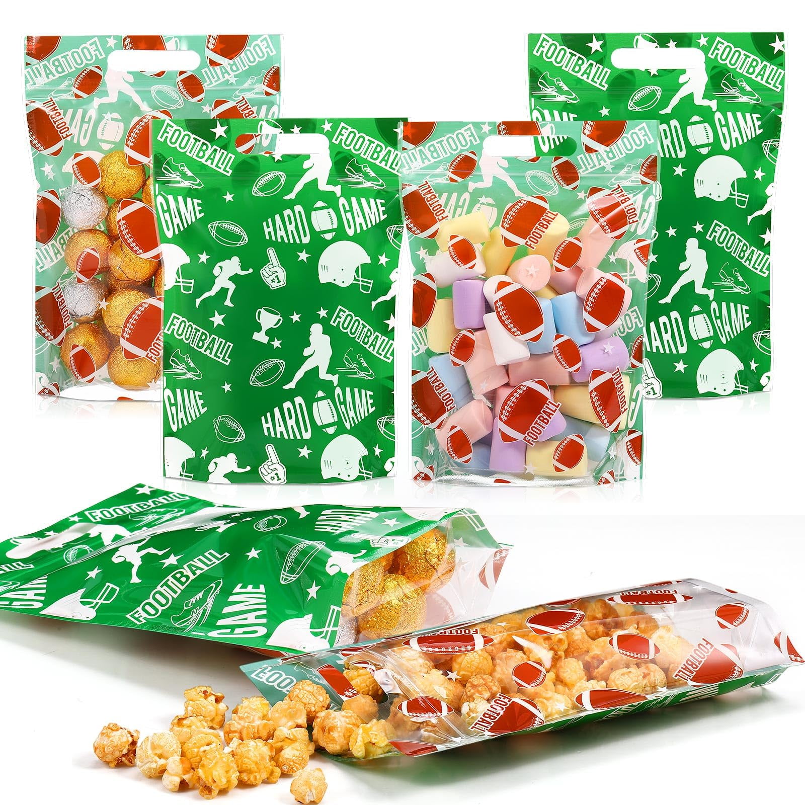 Frienda 60 Pcs Football Treat Bags Bulk Plastic Football Zip Lock Candy ...