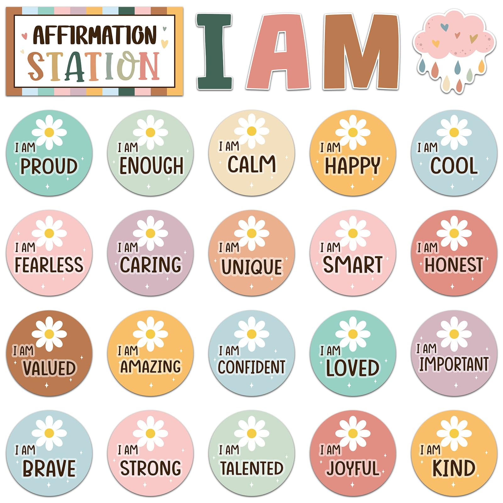 Frienda Boho Affirmation Station Bulletin Board Set Motivational ...