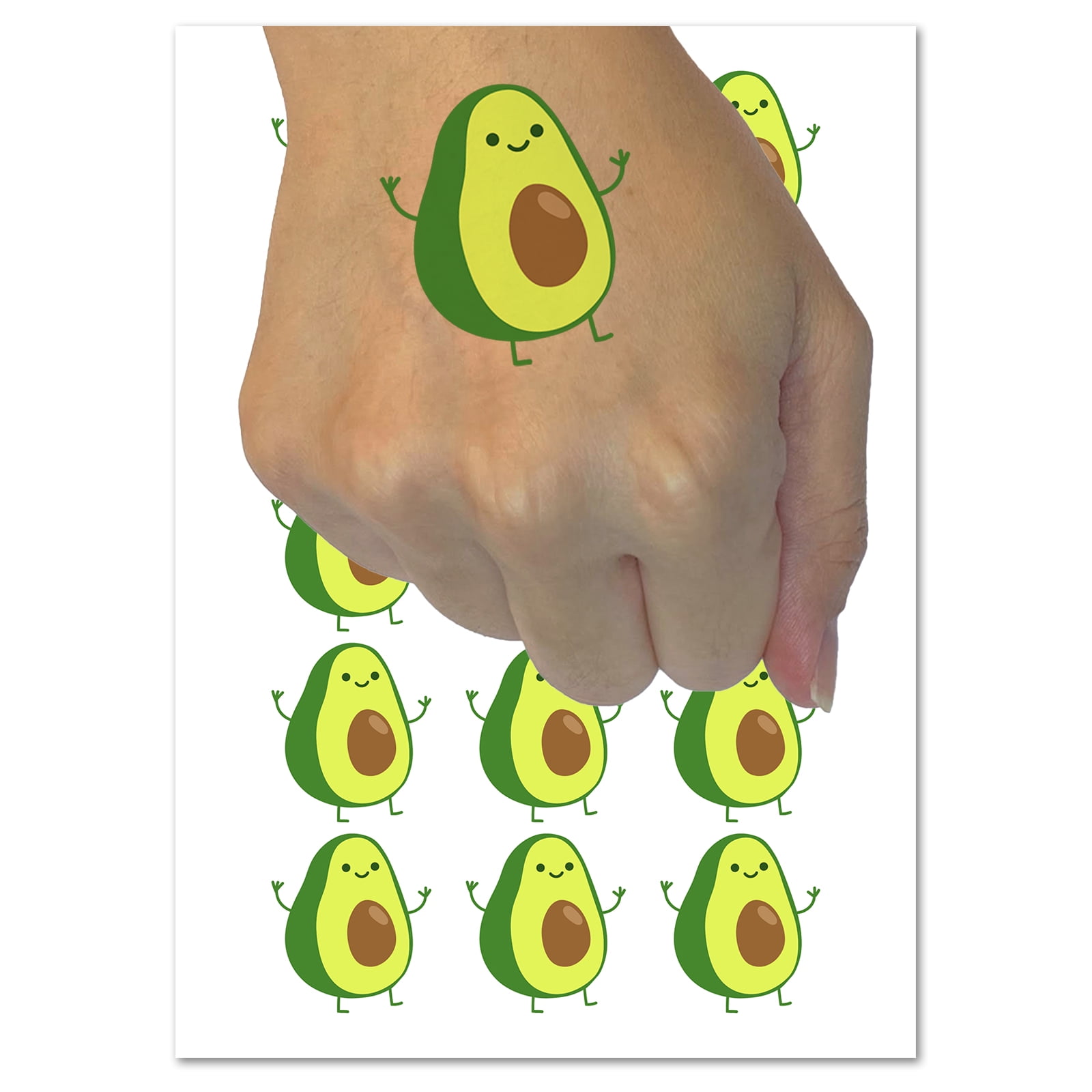 Friendly Avocado Buddy Water Resistant Temporary Tattoo Set Fake Body ...