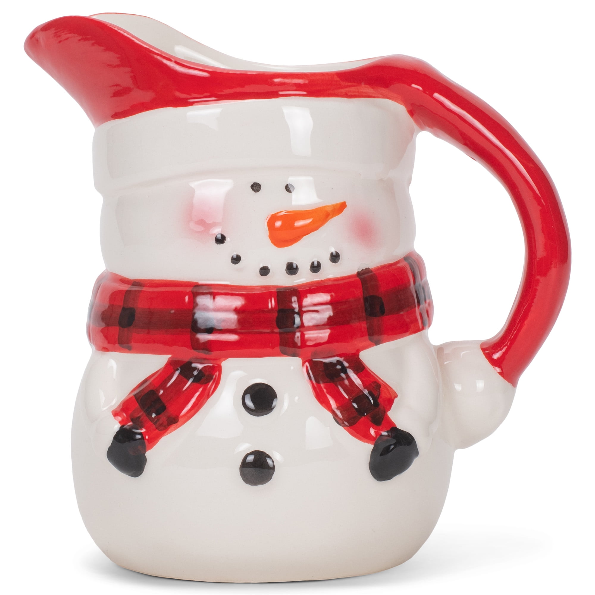 Friendly Classic White Snowman with Plaid Scarf 5 x 3 Ceramic ...