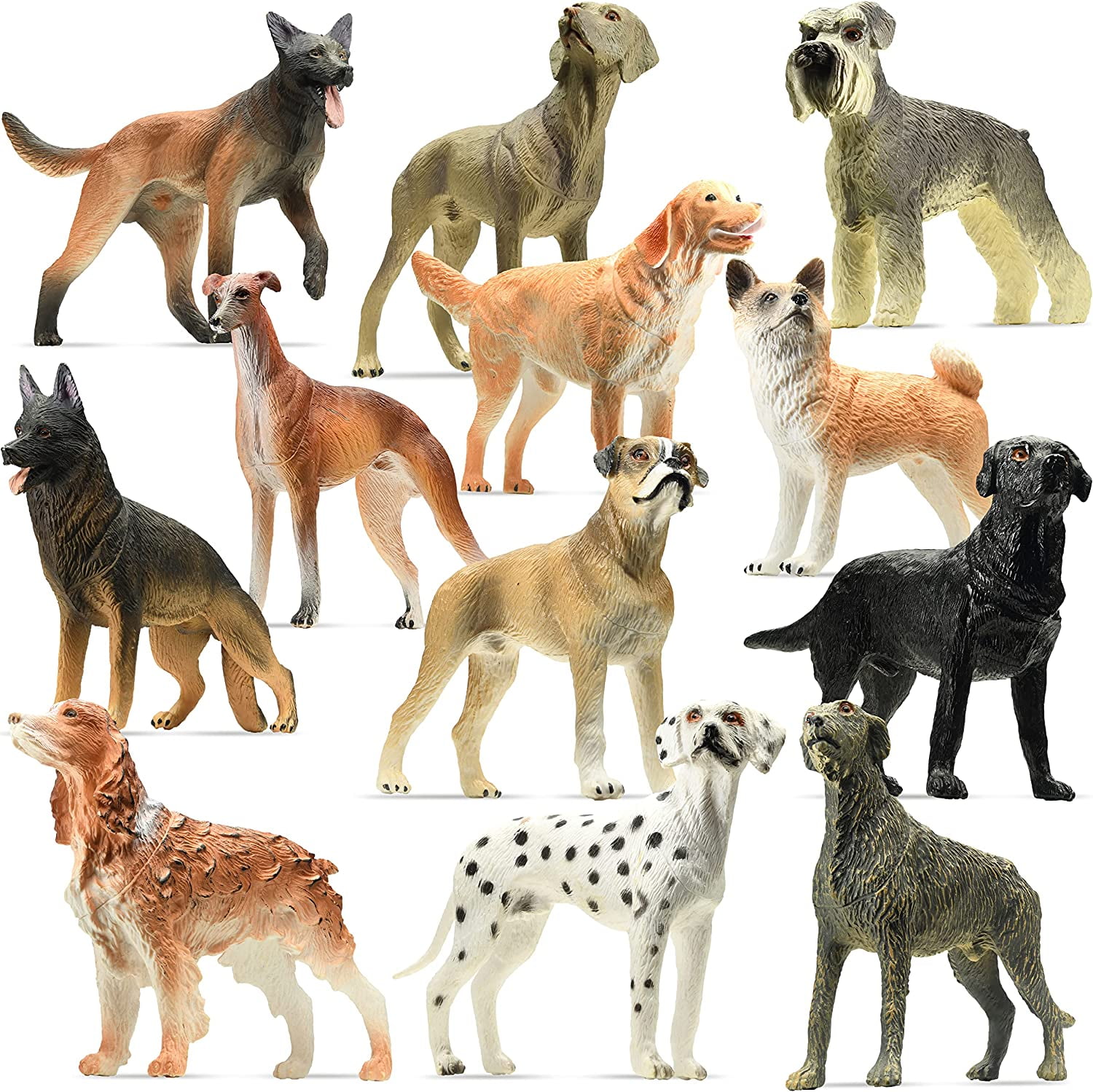 Stargo Toy Mini Dog Figurines Set - 12 Realistic Pet Figures, Non-Toxic ...