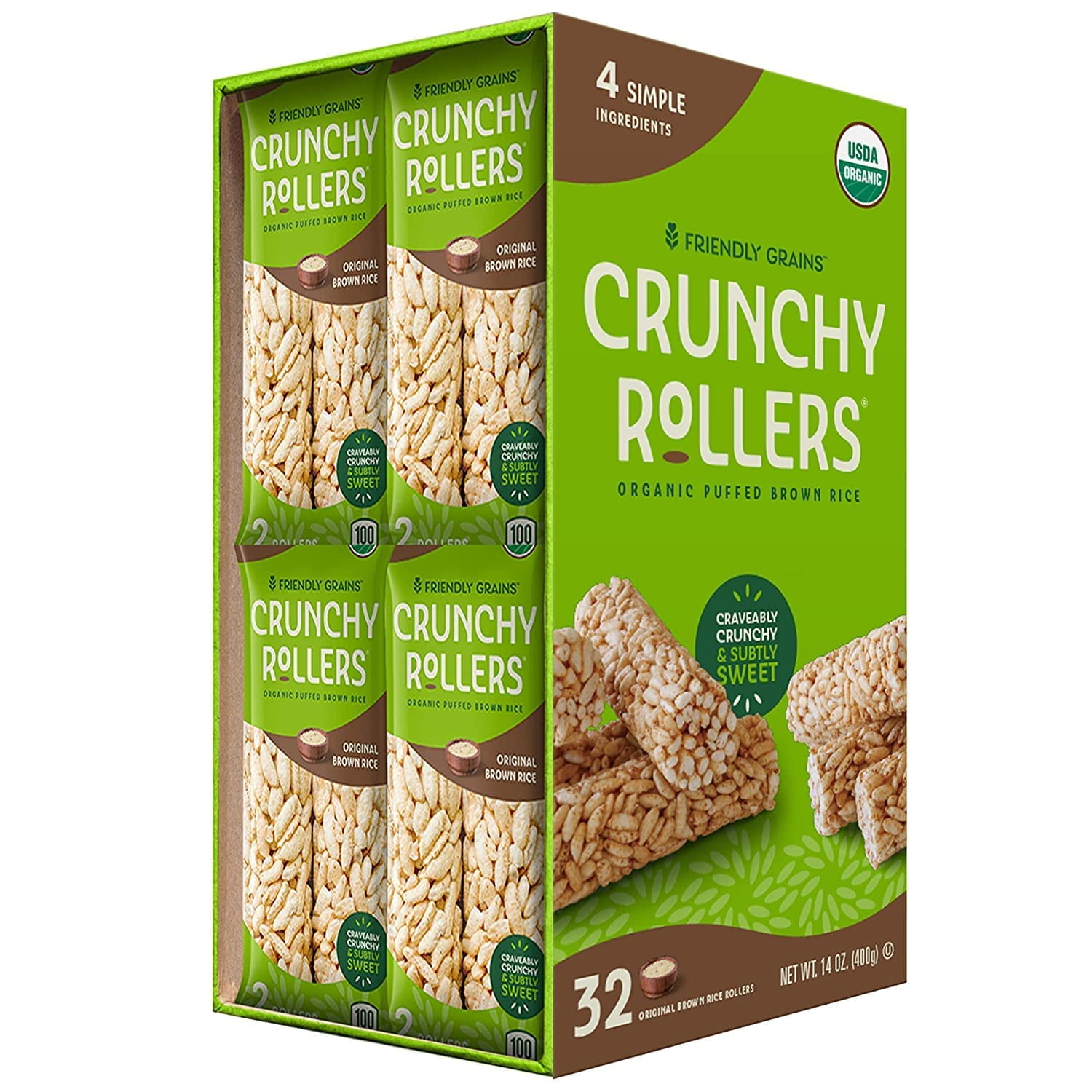 Friendly Grains - Crunchy CI30 Rollers - Organic Rice Healthy Snack ...