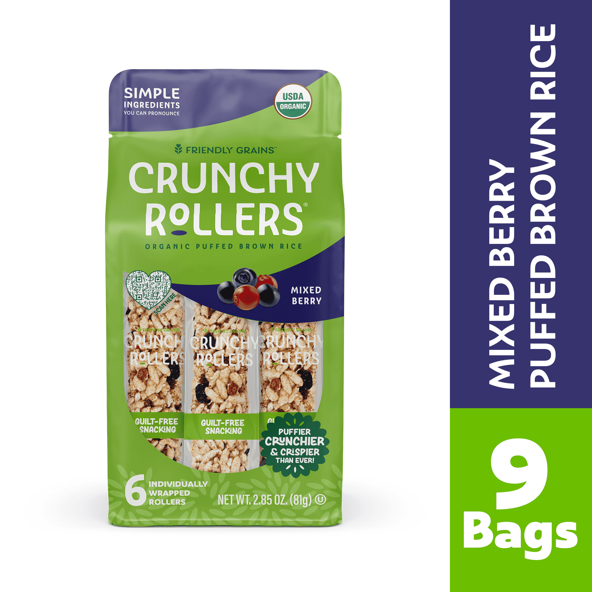 Friendly Grains Crunchy Rollers - Mixed Berry (9 Packs of 6 Rollers ...