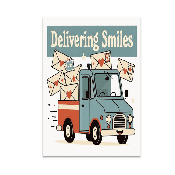 Friendly Mail Truck Scene - Postal Enthusiast - 13x19 Poster Print ...