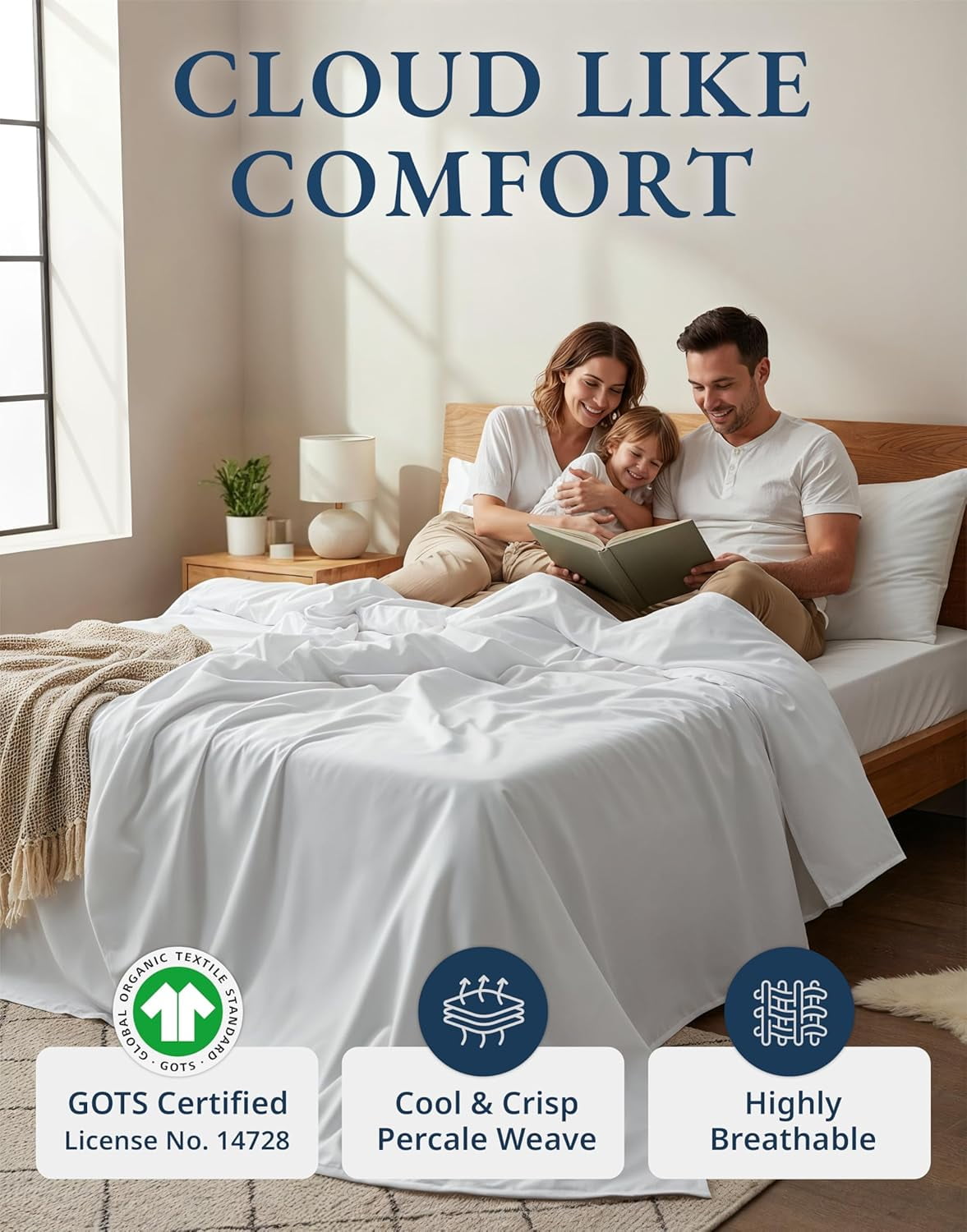 Friendly Organic Cotton Queen Sheet Set, Soft & Comfy Fully Elasticized ...