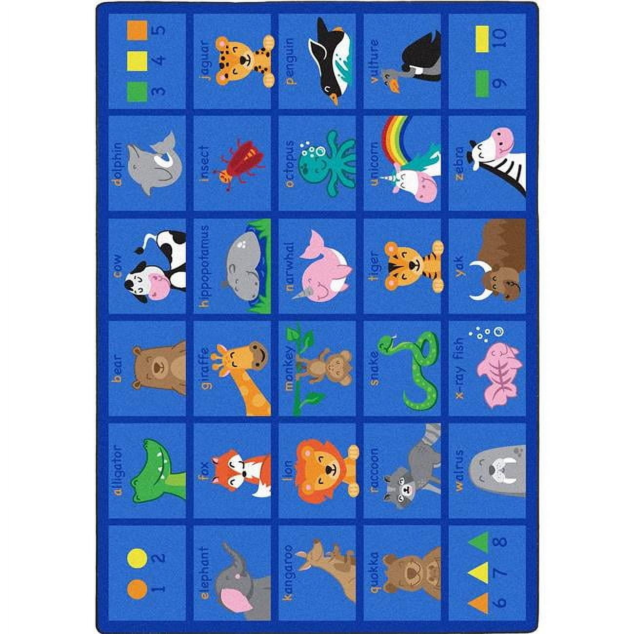 Friendly Phonics Animals Rectangle Area Rug - Multi Color - Walmart.com