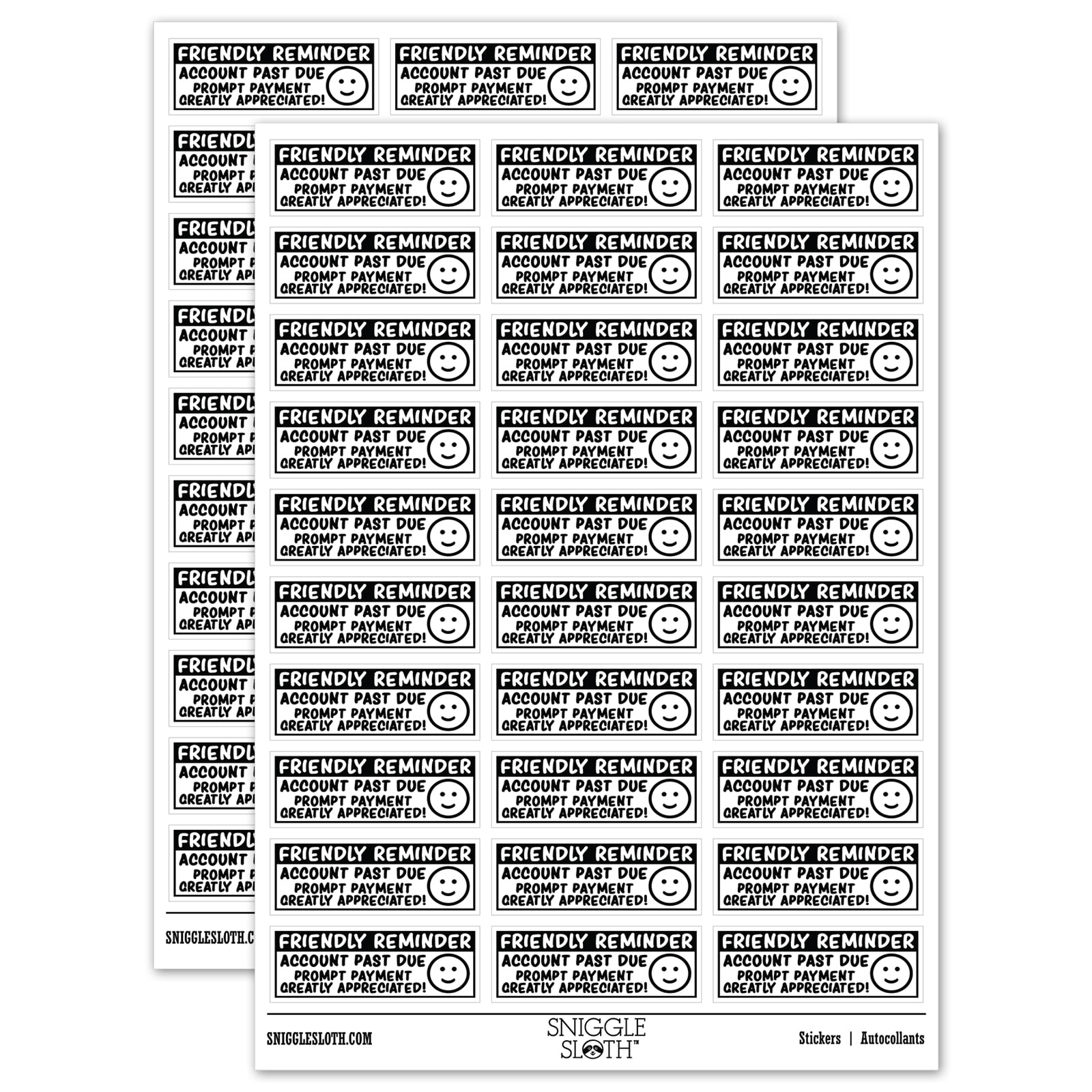 Friendly Reminder Account Past Due Happy Face Sticker Set - White ...