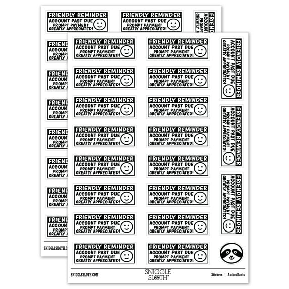 Friendly Reminder Account Past Due Happy Face Sticker Set - White ...