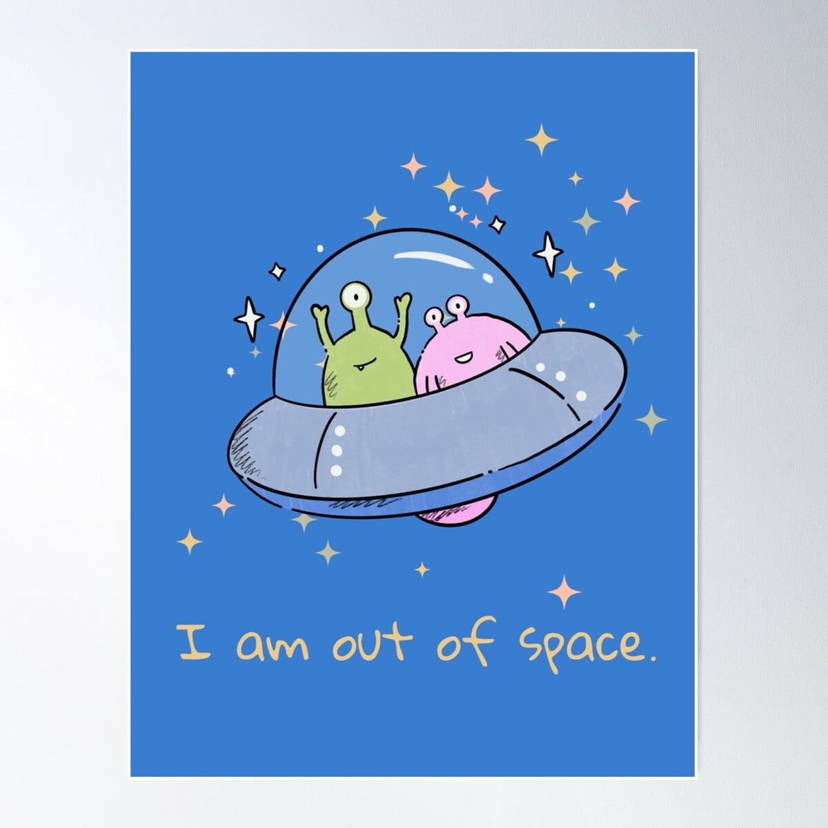 "Friendly Ufo: Aliens In Spaceship Poster Wall Art, Modern Wall Decor ...
