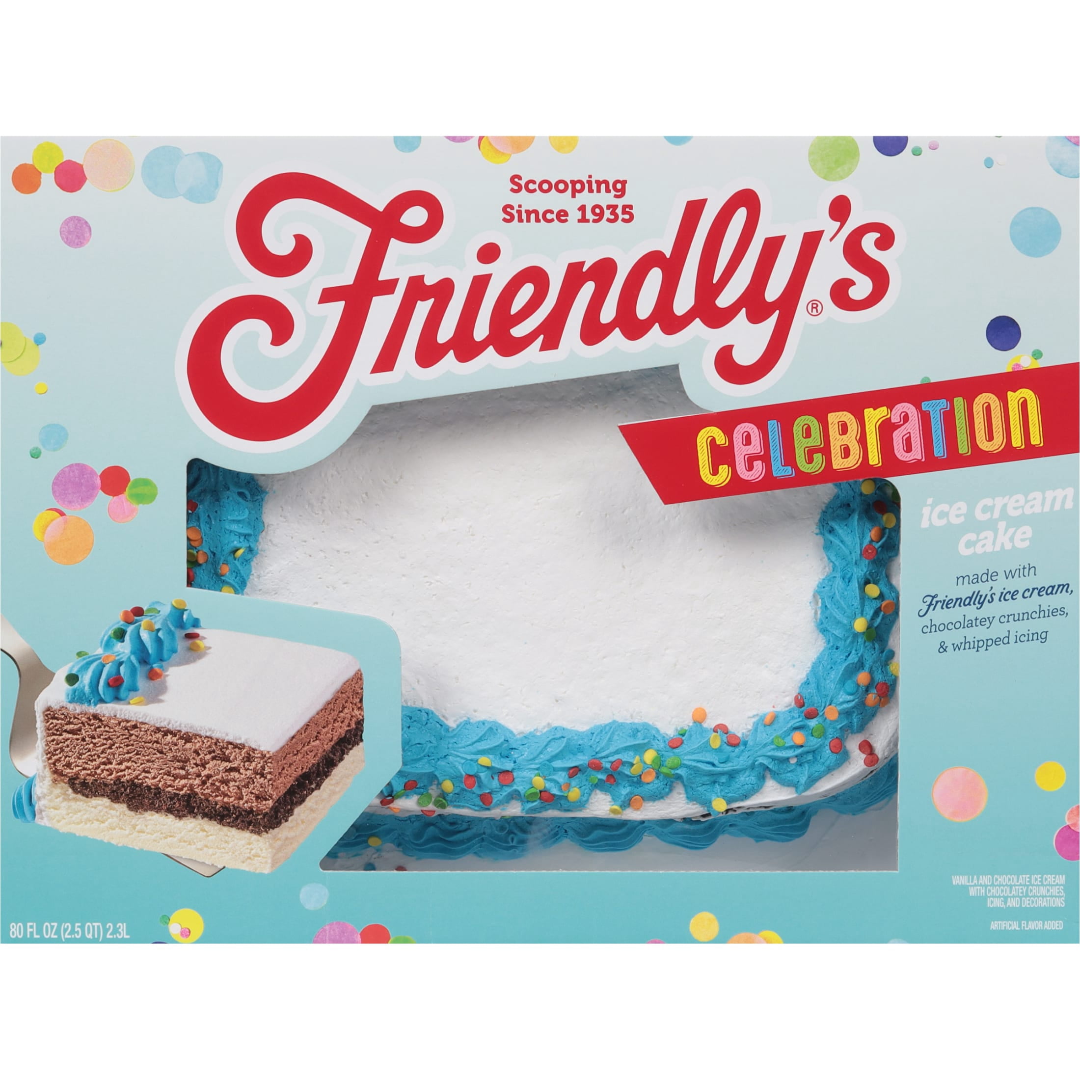 Friendly's Celebration Blue Sheet Vanilla and Chocolate Ice Cream Cake ...