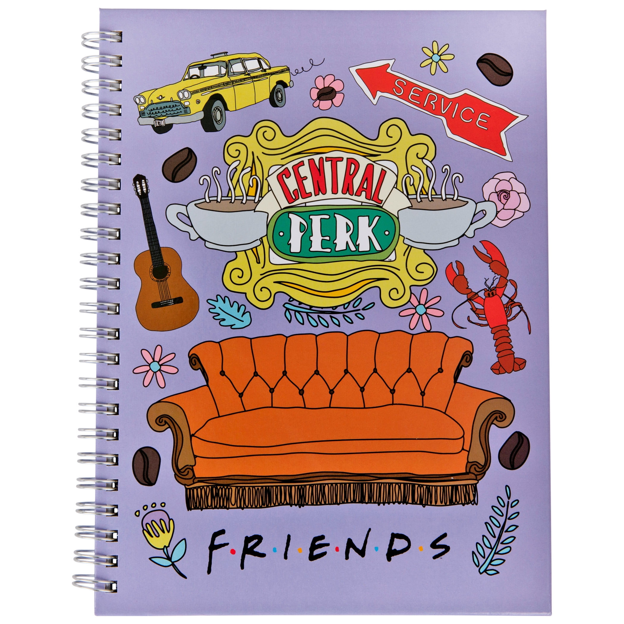 Friends 820197 6 x 8 in. TV Show Doodle Icons Hard Cover Spiral Journal ...