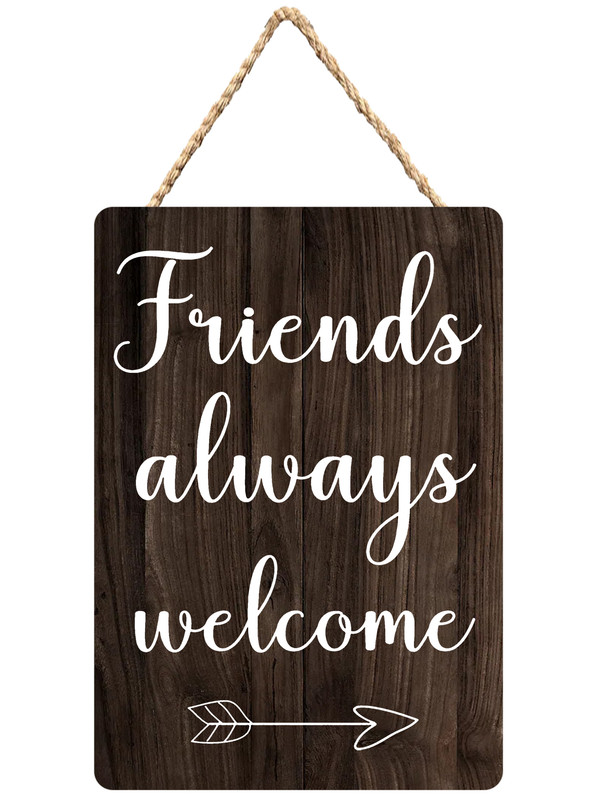 Friends Always Welcome Wooden Sign Wall Art Wall Decor 6"x12" - Walmart.com