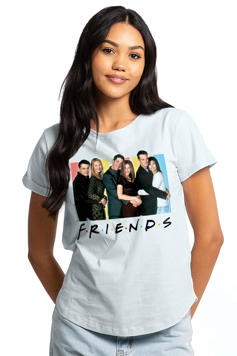 Friends Cast Logo Women's Graphic T-Shirt Rolled Sleeve Tee - Walmart.com