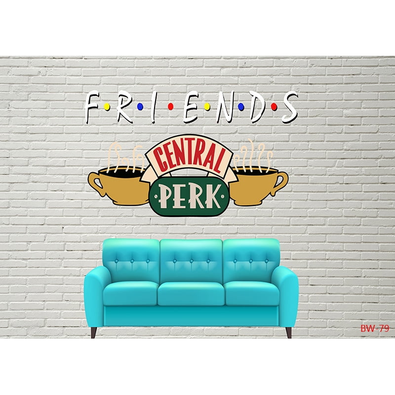 Friends Central Perk Backdrop Red Brick Wall Retro Pub Sofa and Coffee ...