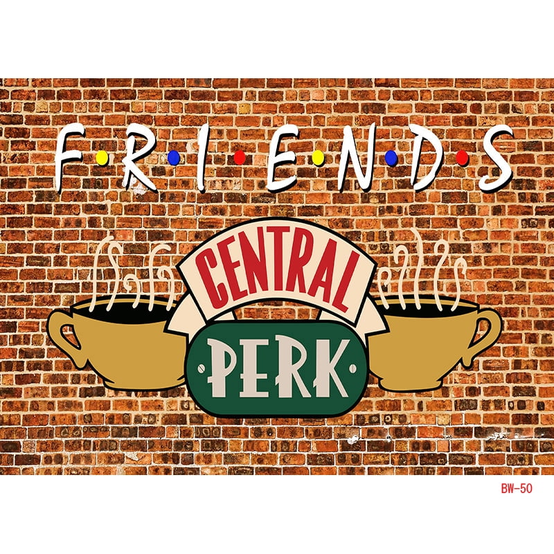 Friends Central Perk Backdrop Red Brick Wall Retro Pub Sofa and Coffee ...