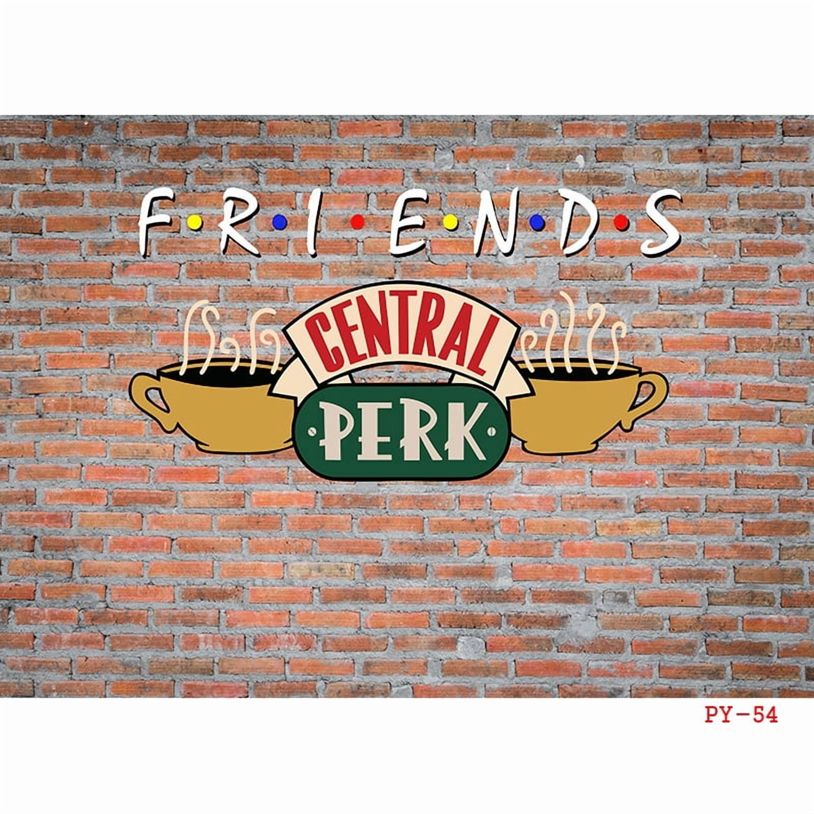 Friends Central Perk Backdrop Red Brick Wall Retro Pub Sofa and Coffee ...