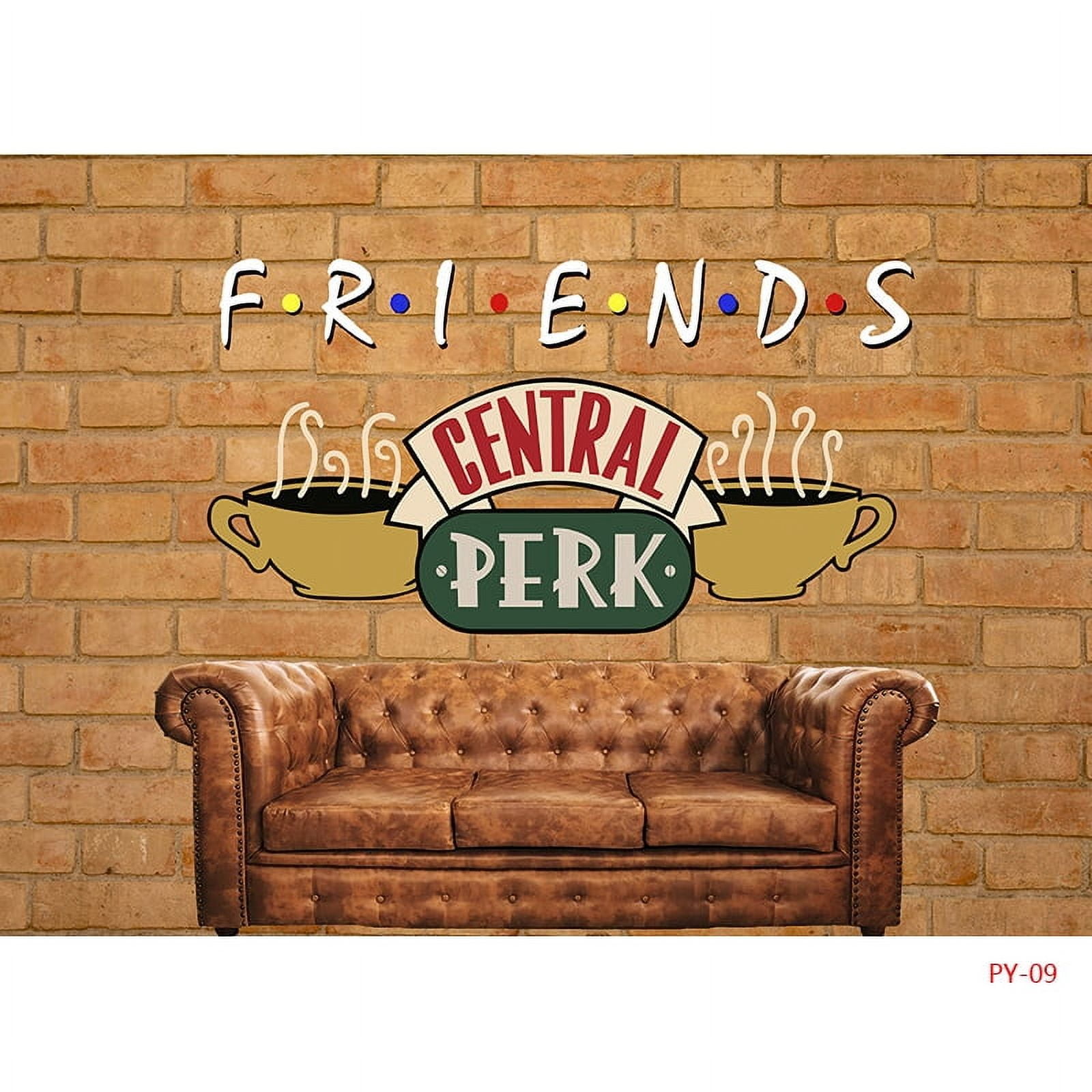 Friends Central Perk Backdrop Red Brick Wall Retro Pub Sofa and Coffee ...
