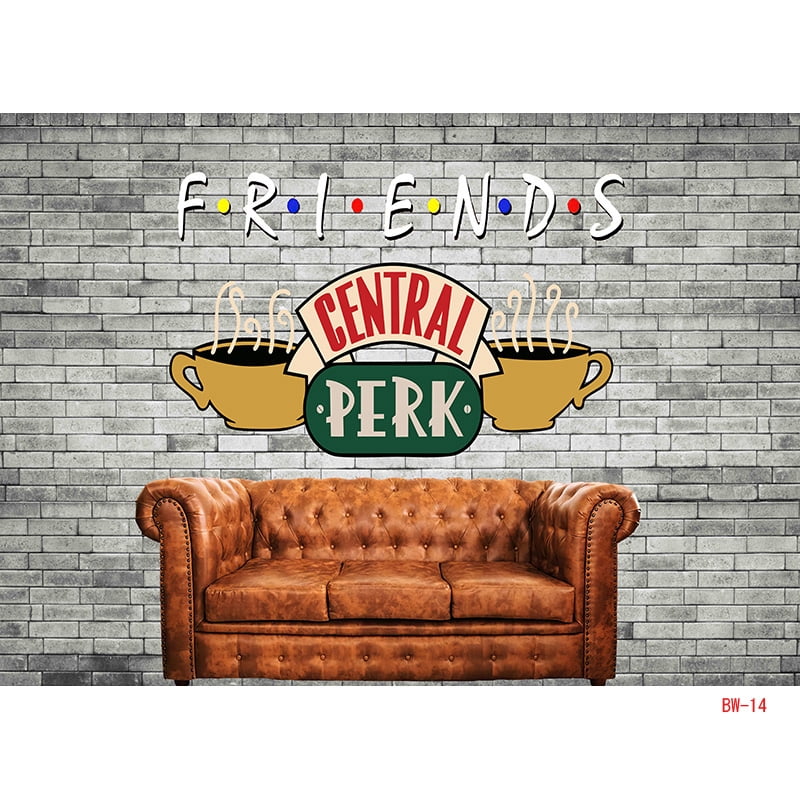 Friends Central Perk Backdrop Red Brick Wall Retro Pub Sofa and Coffee ...