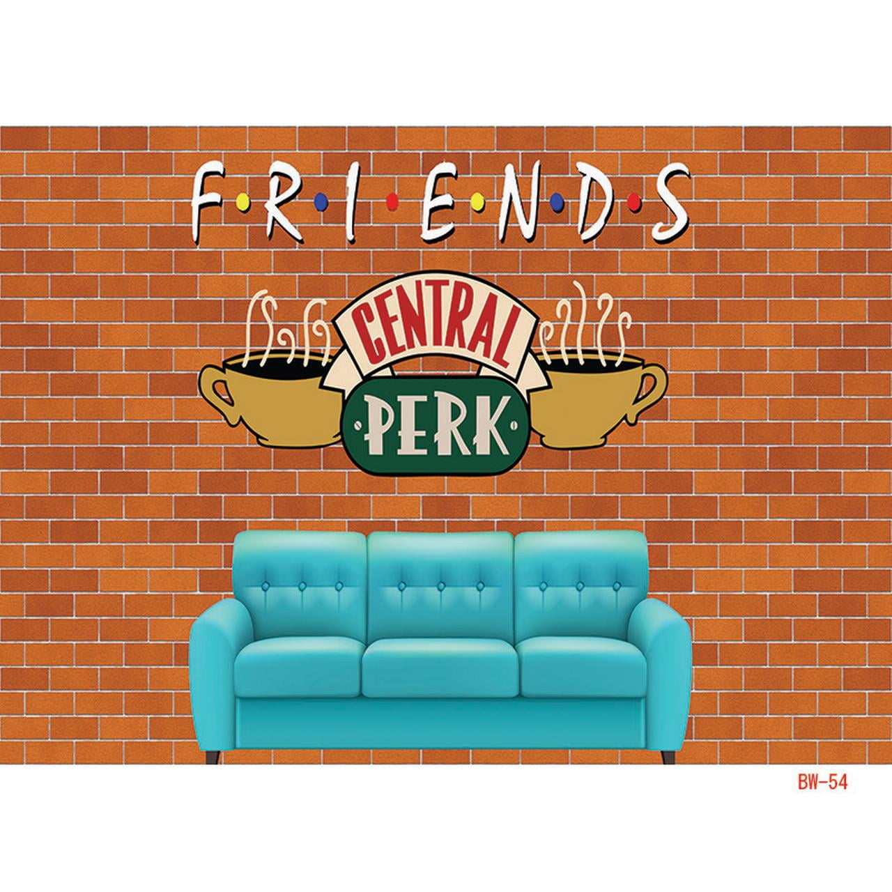 Friends Central Perk Backdrop Red Brick Wall Retro Pub Sofa and Coffee ...