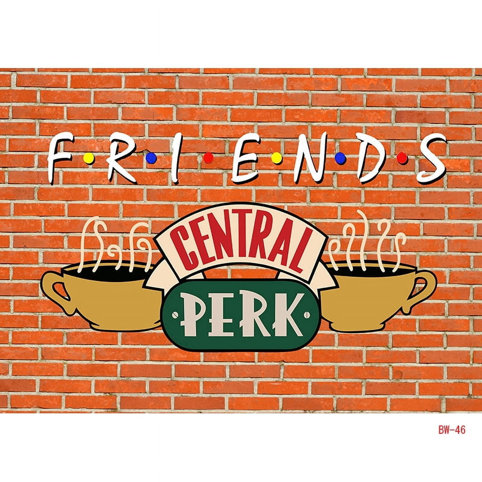Friends Central Perk Backdrop Red Brick Wall Retro Pub Sofa and Coffee ...