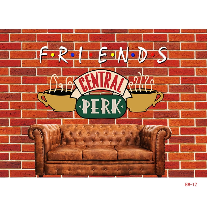 Friends Central Perk Backdrop Red Brick Wall Retro Pub Sofa and Coffee ...
