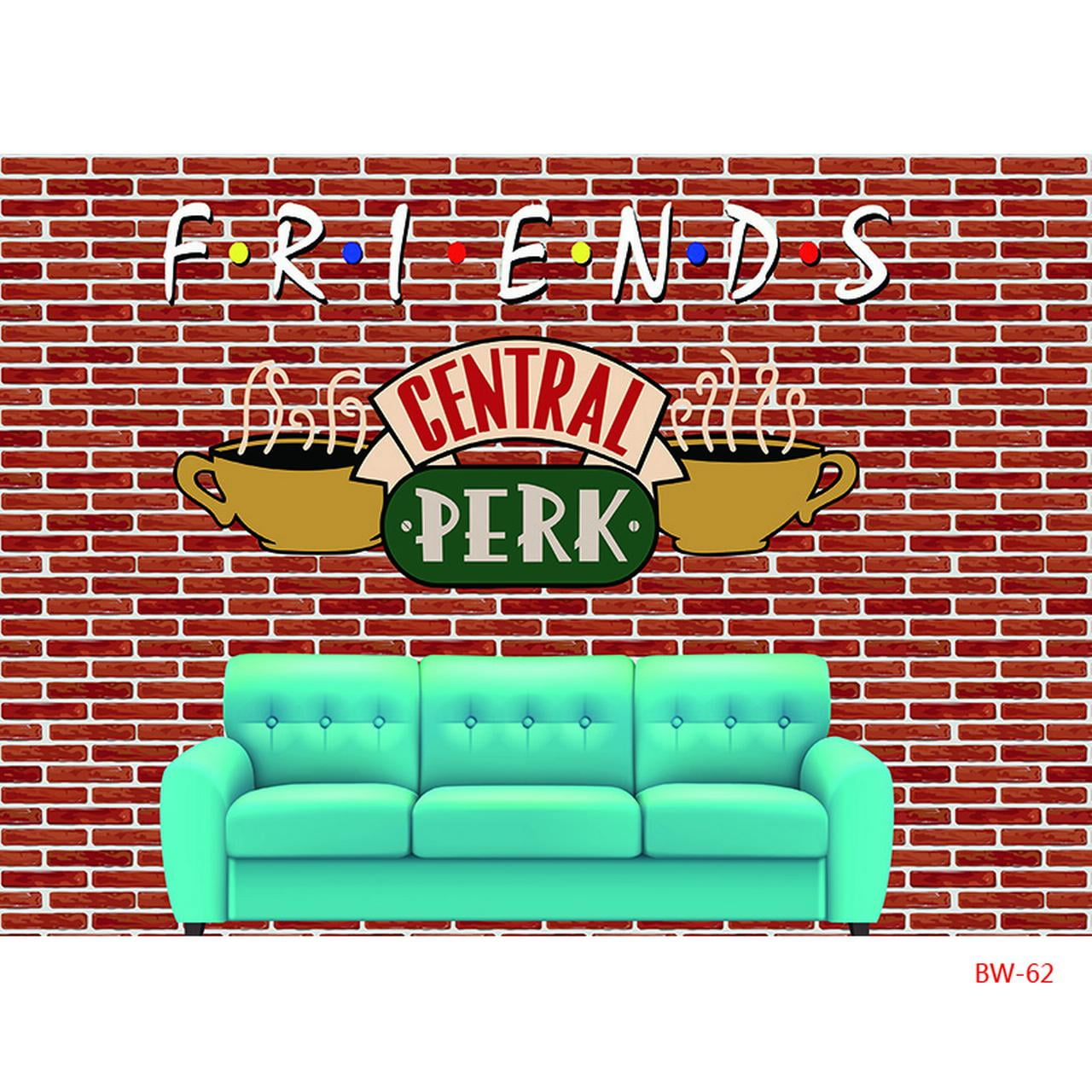 Friends Central Perk Backdrop Red Brick Wall Retro Pub Sofa and Coffee ...