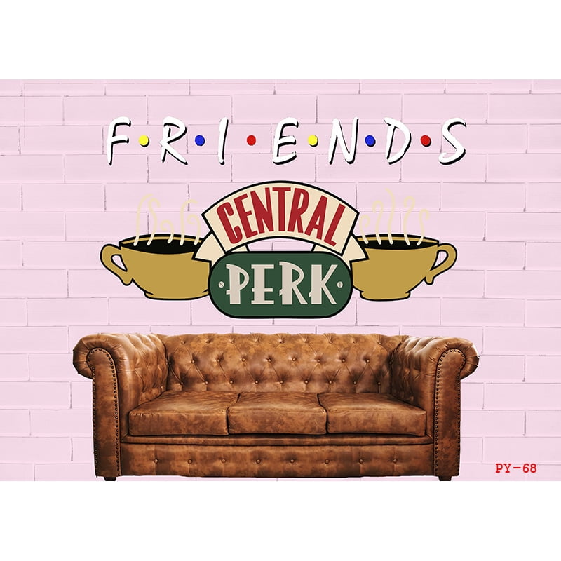Friends Central Perk Backdrop Red Brick Wall Retro Pub Sofa and Coffee ...