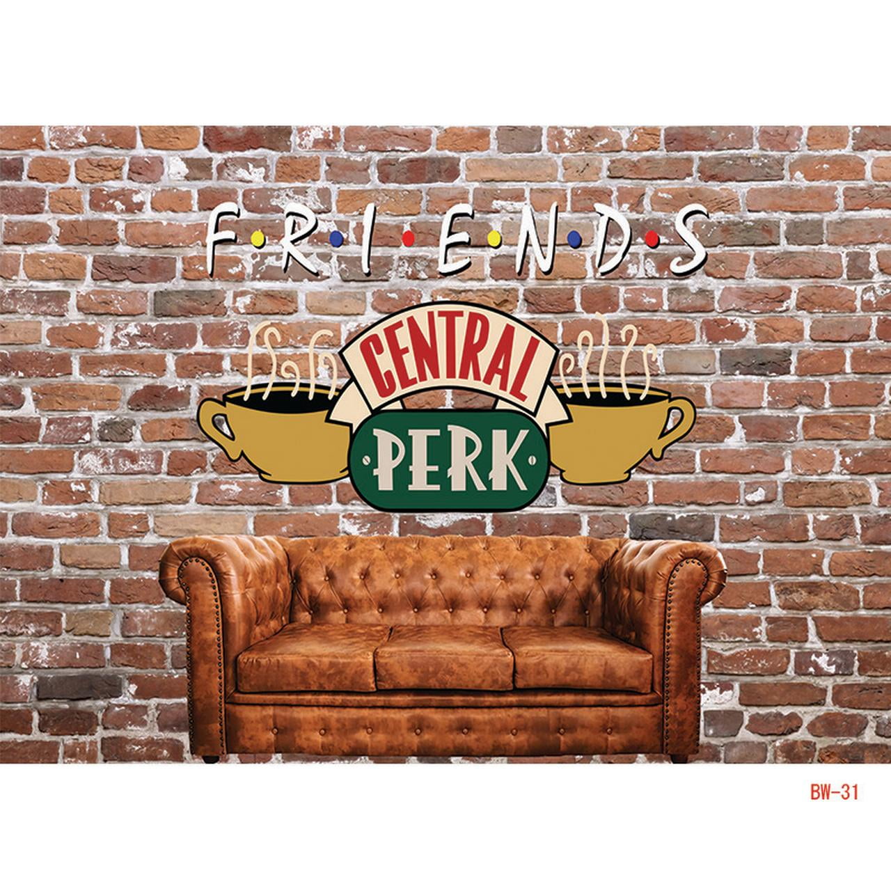 Friends Central Perk Backdrop Red Brick Wall Retro Pub Sofa and Coffee ...