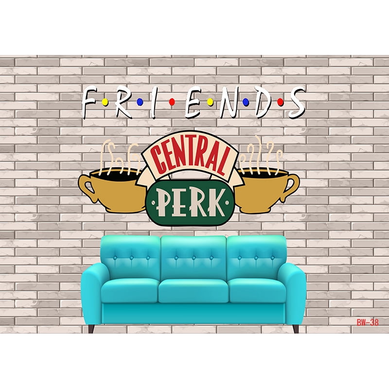 Friends Central Perk Backdrop Red Brick Wall Retro Pub Sofa and Coffee ...