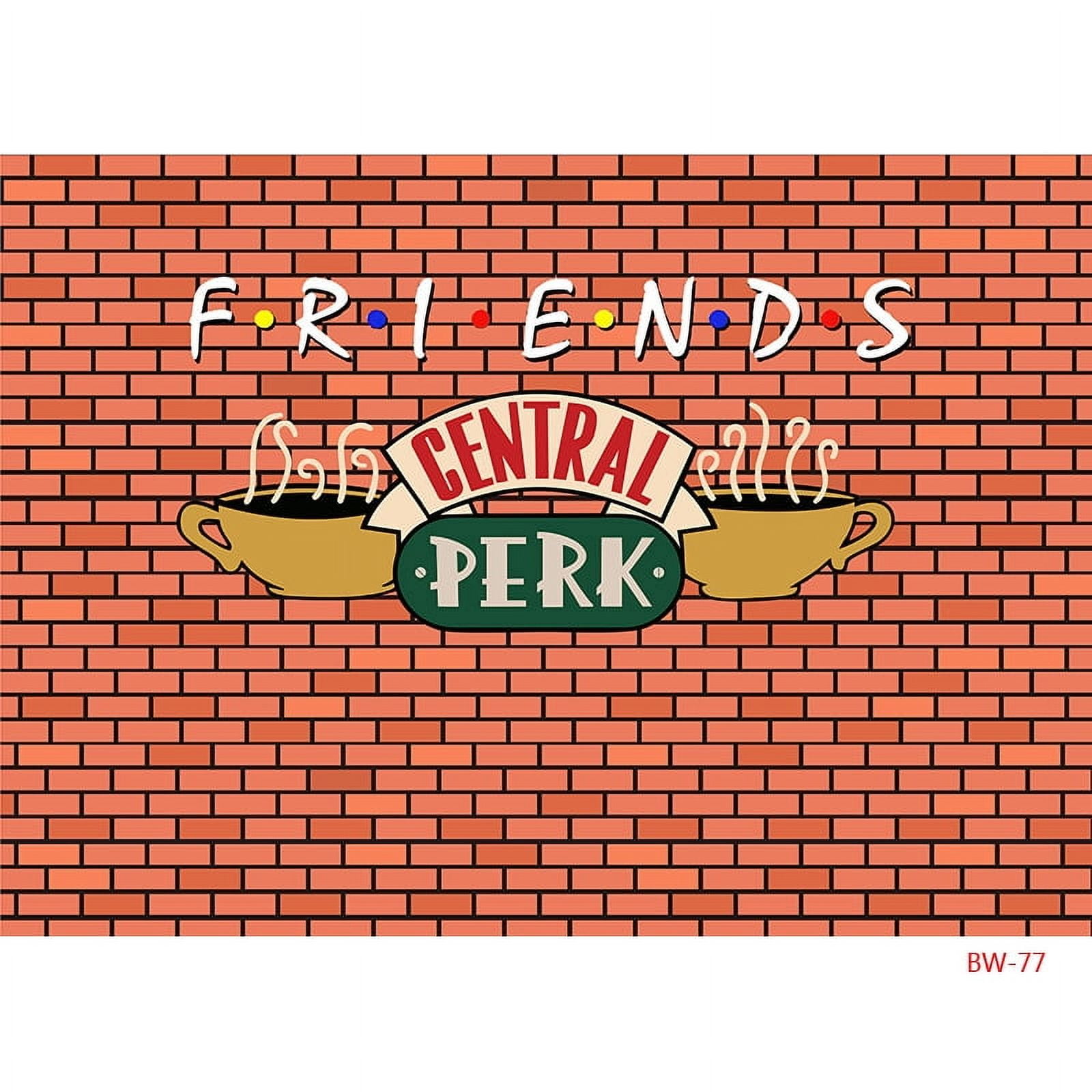 Friends Central Perk Backdrop Red Brick Wall Retro Pub Sofa and Coffee ...