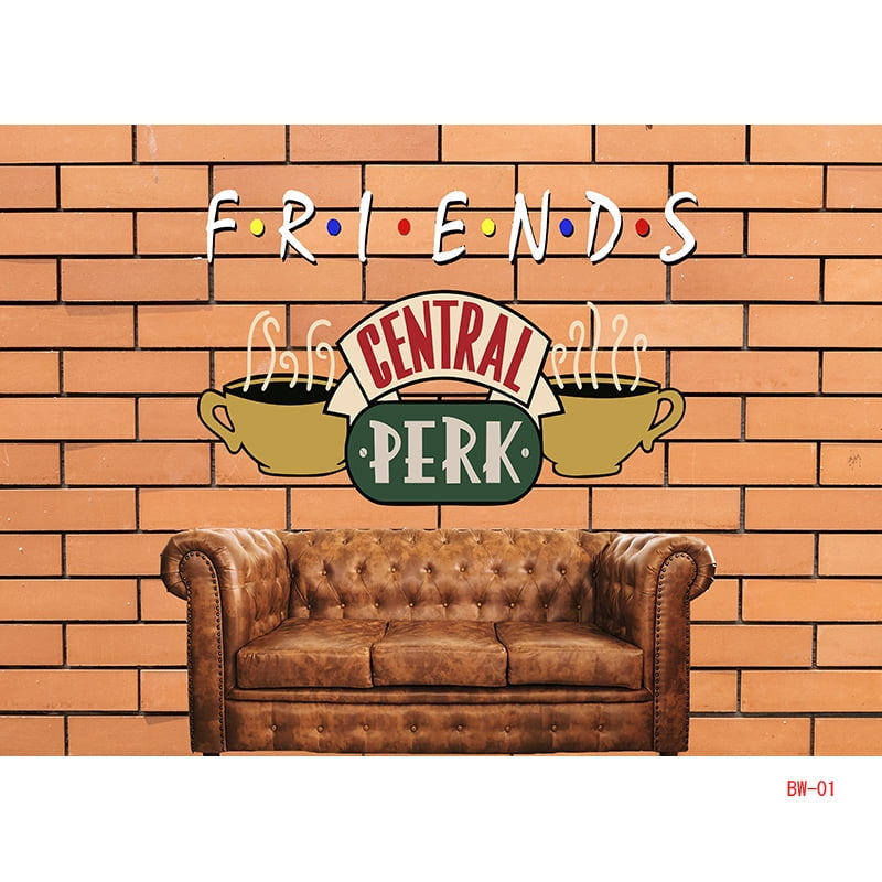 Friends Central Perk Backdrop Red Brick Wall Retro Pub Sofa and Coffee ...