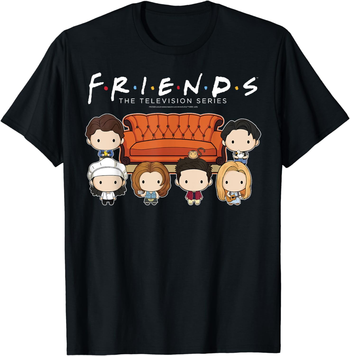 Friends Chibi Characters Central Perk Coffee Shop Group Shot T-Shirt ...