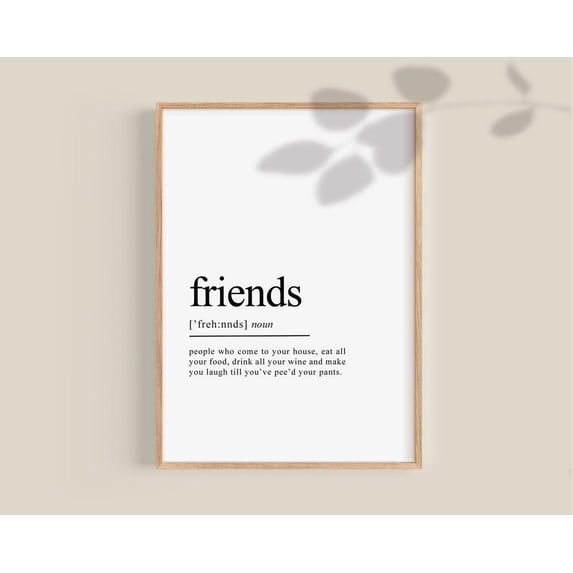 Friends Definition Friendship Wall Art, Poster Size, Poster Home Decor ...