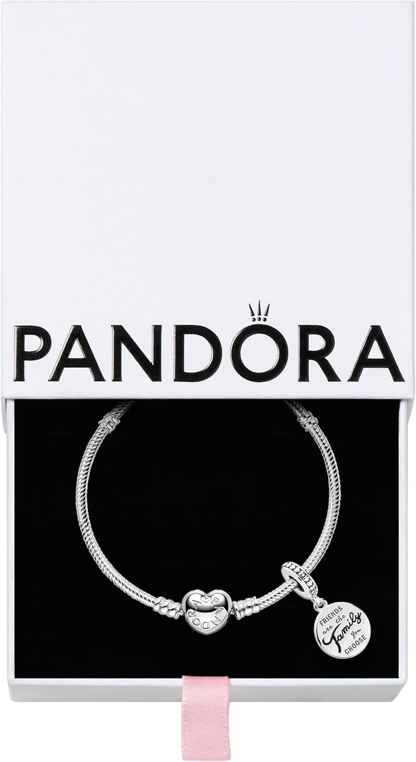 Friends are Family Set - Women's Sterling Silver Bracelet with Heart ...