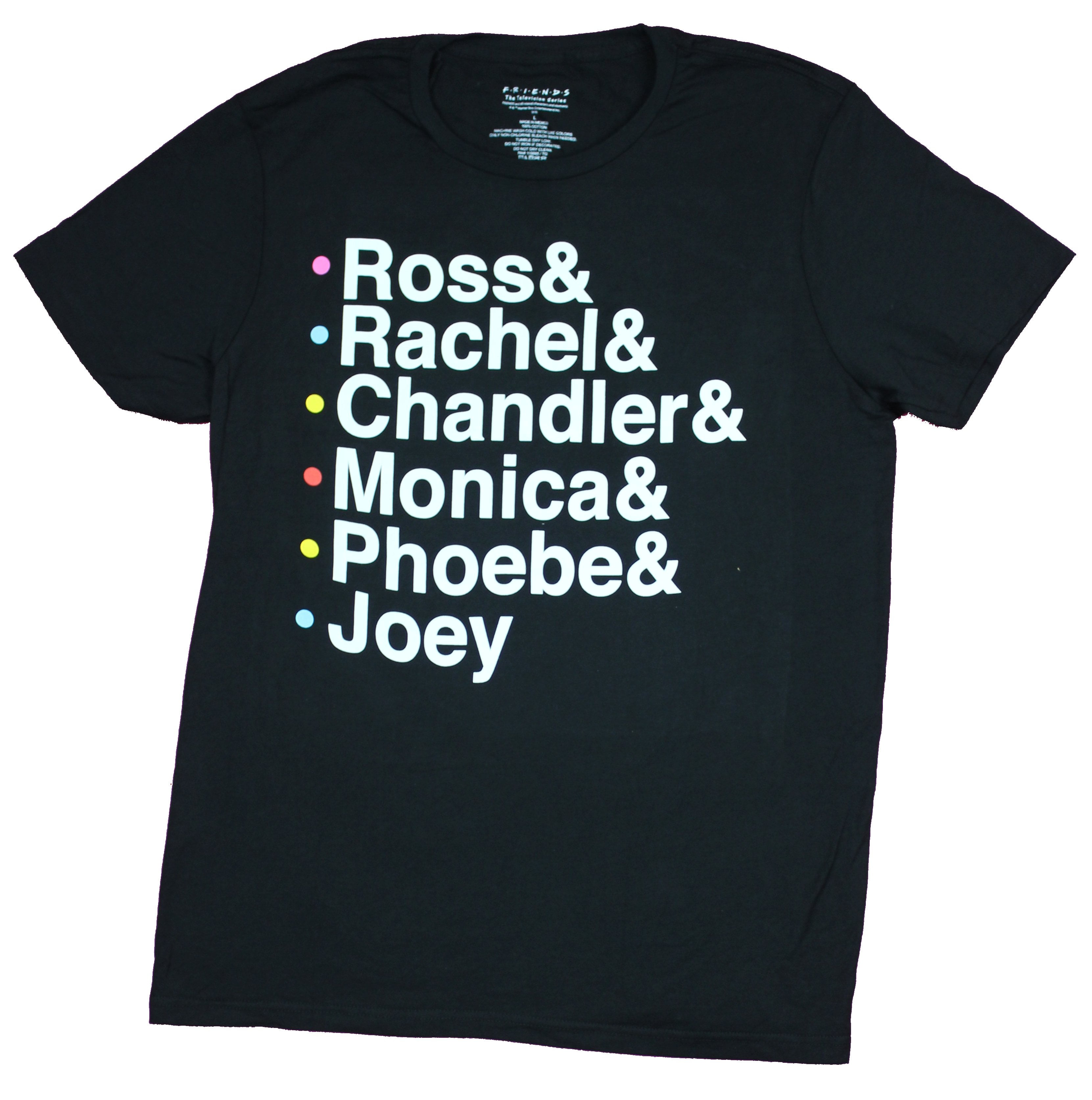 Friends Mens T-Shirt - Block Letter List of Character Names (Small ...