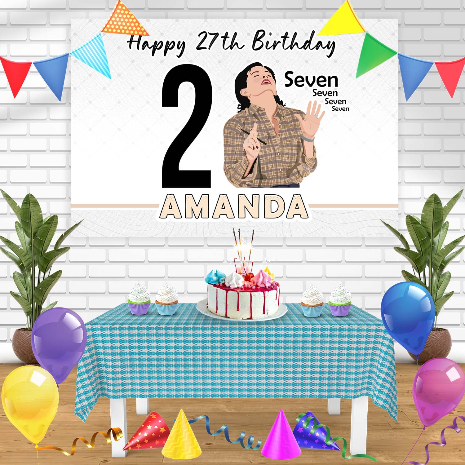 Friends Monica Geller Seven Meme Birthday Banner Personalized Party ...