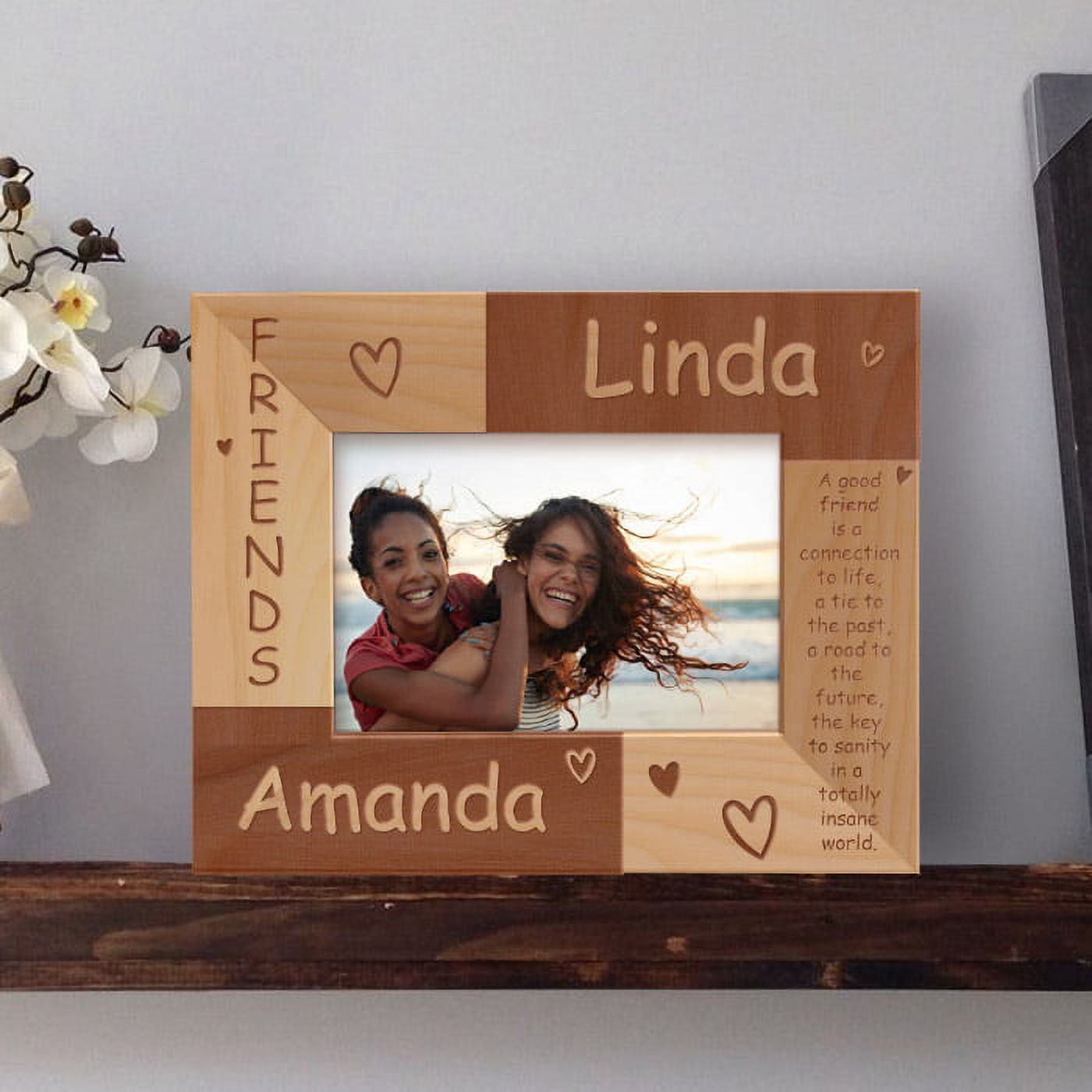 Friends Personalized Wooden Picture Frame-5" x 3 1/2" Brown Horizontal ...