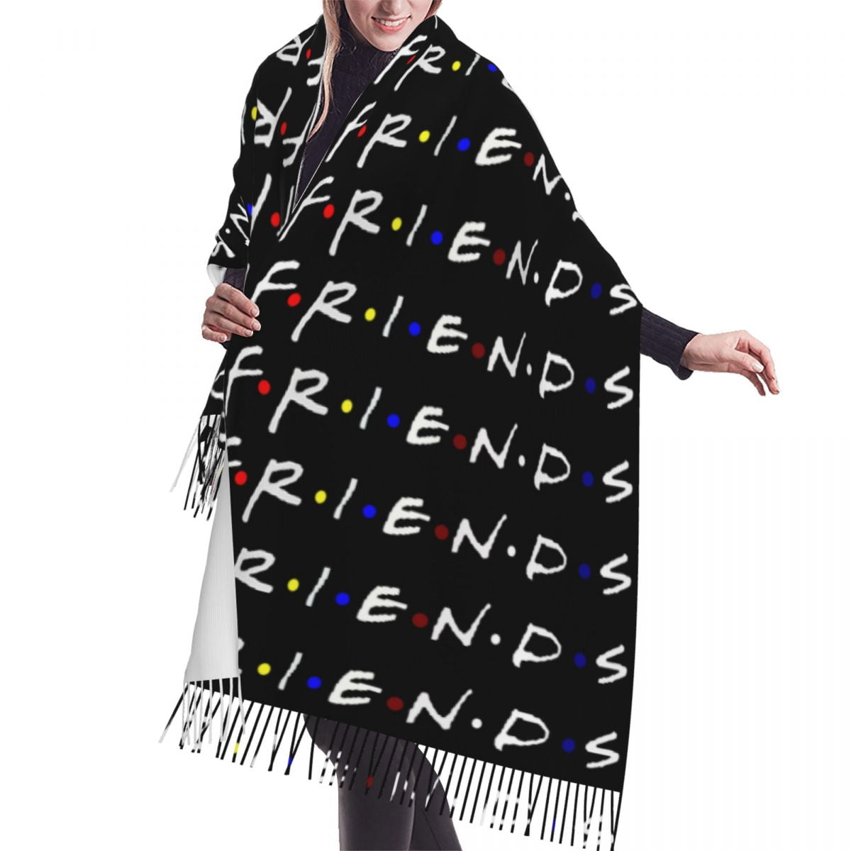 Friends Scarf Wrap for Women Long Winter Fall Warm Tassel Shawl Unisex ...