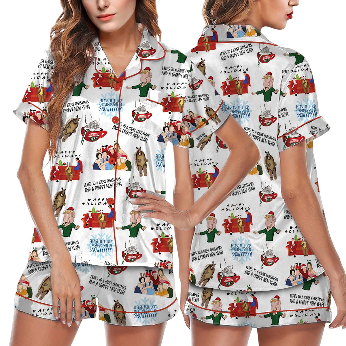 Friends TV Show Christmas Pajamas Set For Women - Walmart.com