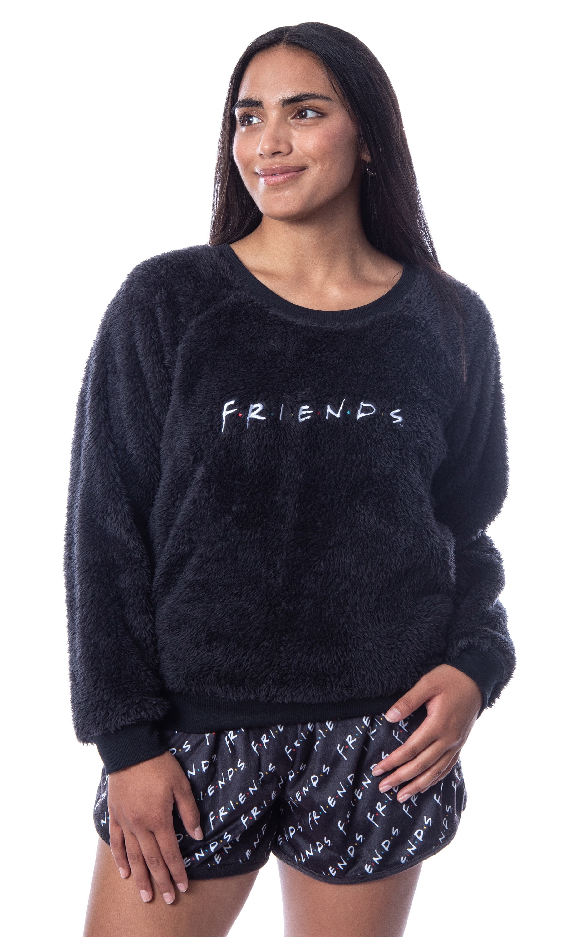 Friends TV Show Logo Womens' Sweater and Shorts Sleep Jogger Pajama Set ...