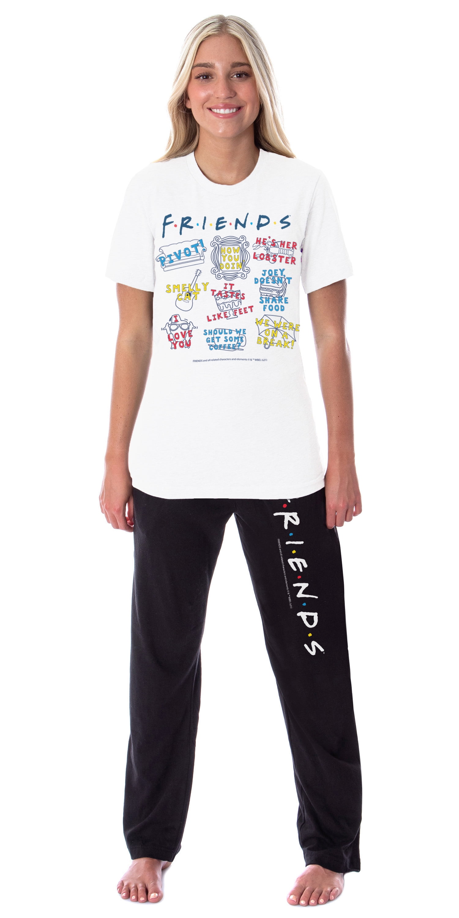 PJammy Friends TV Show Women's Pajama Set, Pivot Smelly Cat Sayings ...