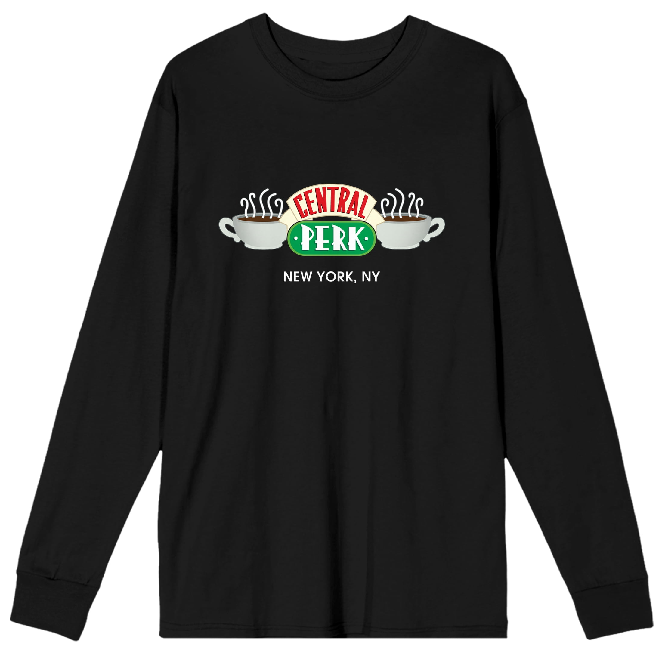Friends TV Sitcom Series Central Perk Logo Men's Black Long Sleeve Tee ...