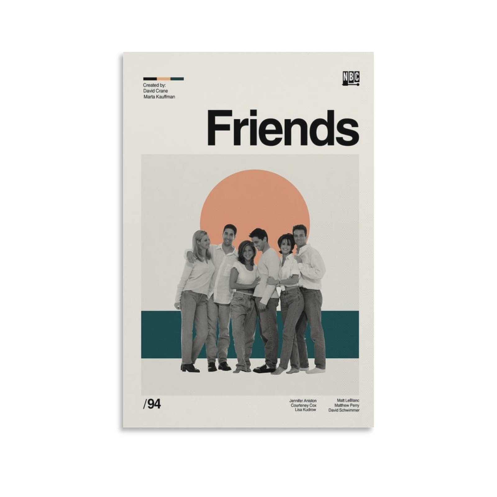 Friends Tv Series Poster, Midcentury Art, Classic Movie Poster, Retro ...